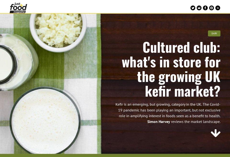 Kefir growth in UK - just-food magazine | Issue 39 | October 2020